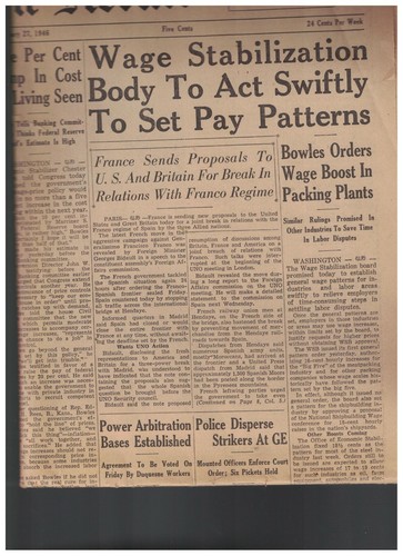 The Sharon Herald Newspaper Pa February 27 1946 GE Strike Comics | eBay UK