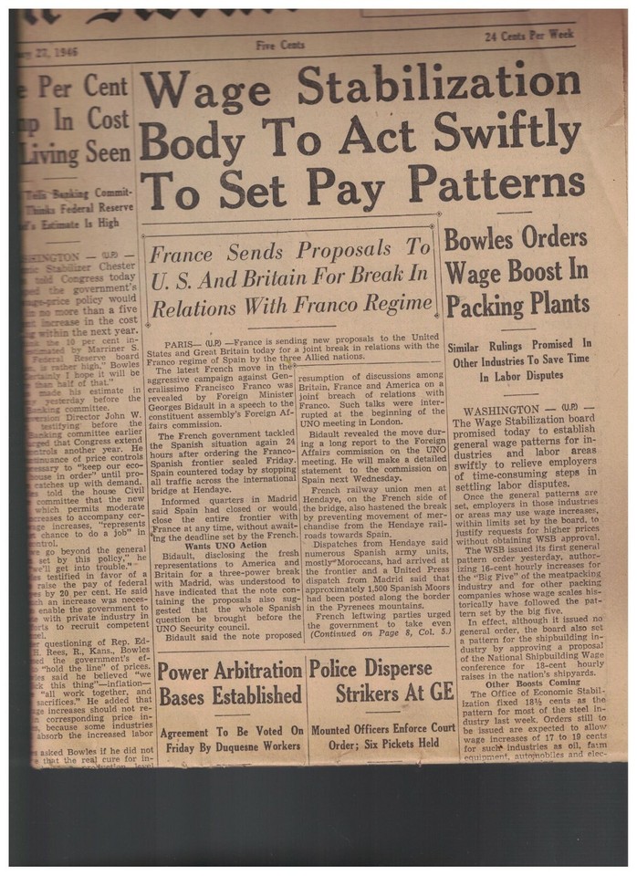 The Sharon Herald Newspaper Pa February 27 1946 GE Strike Comics | eBay