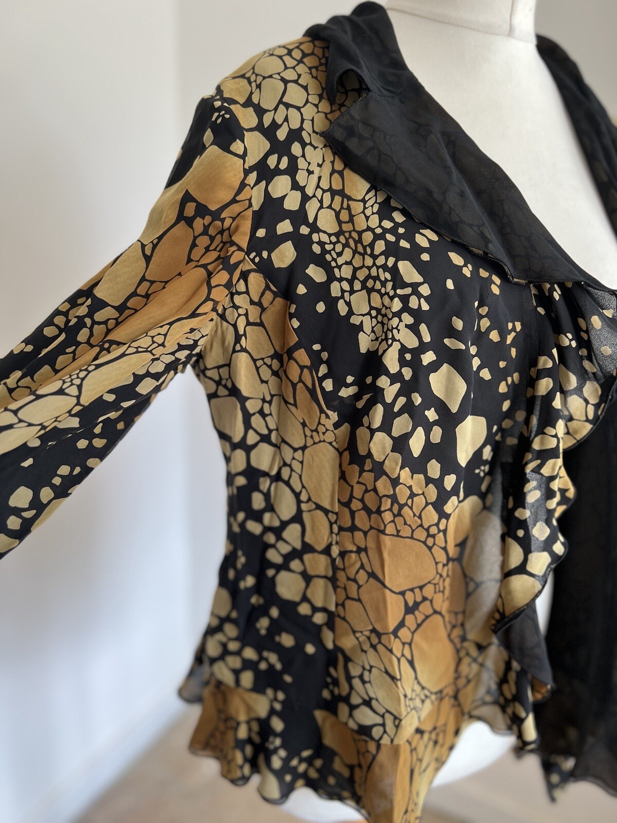 Jaeger Size 16 Blouse Black Animal Print Reversible L… - Gem