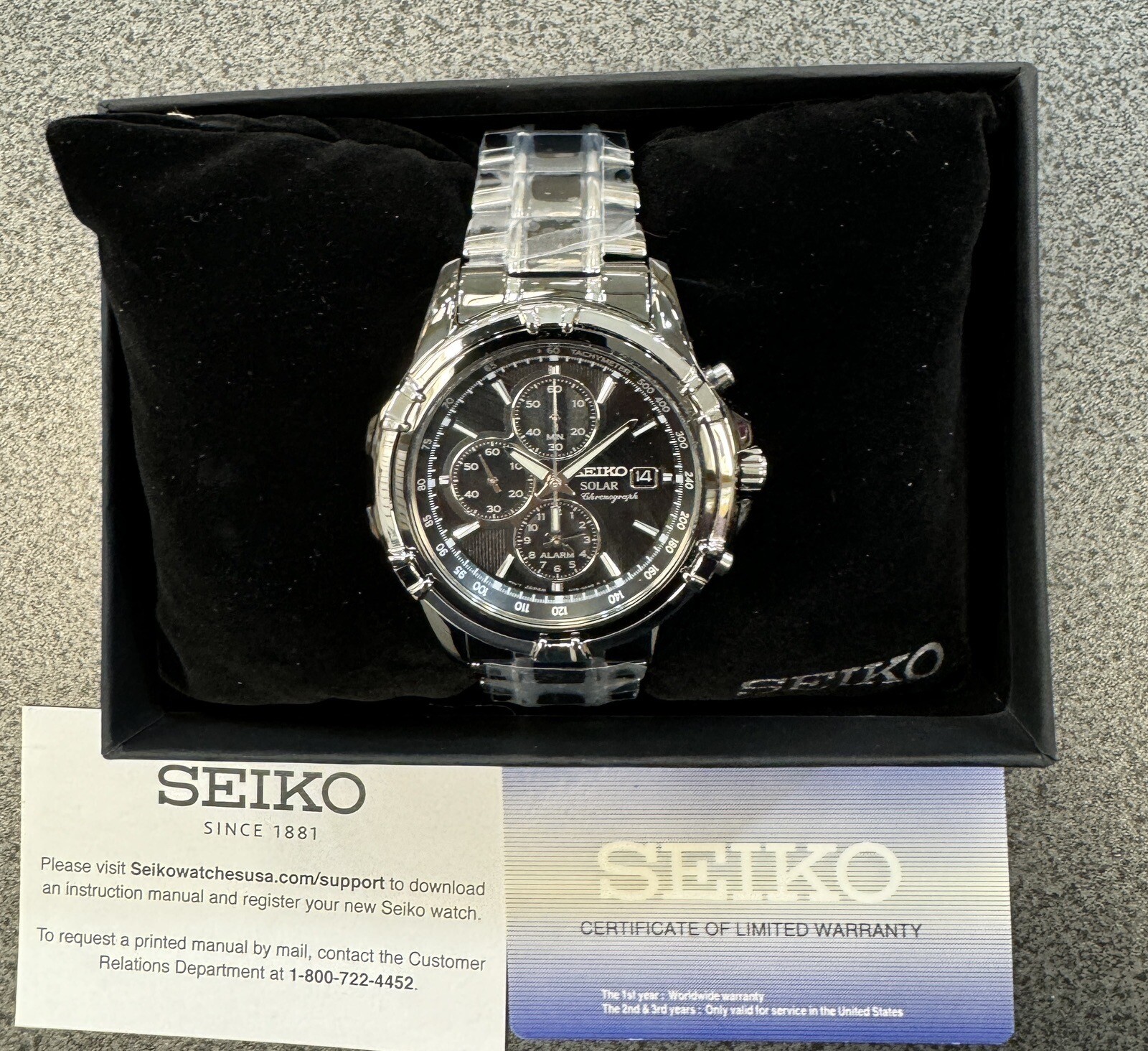 Seiko Solar Chronograph Black Dial Men's Watch SSC143 New With Tag | eBay
