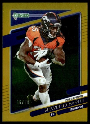 2021 Donruss Press Proof Gold Melvin Gordon III 06/50 Denver Broncos ...