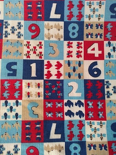 Corduroy Fabric Number Counting Blocks Design 41" x 44" Red Blue Tan | eBay