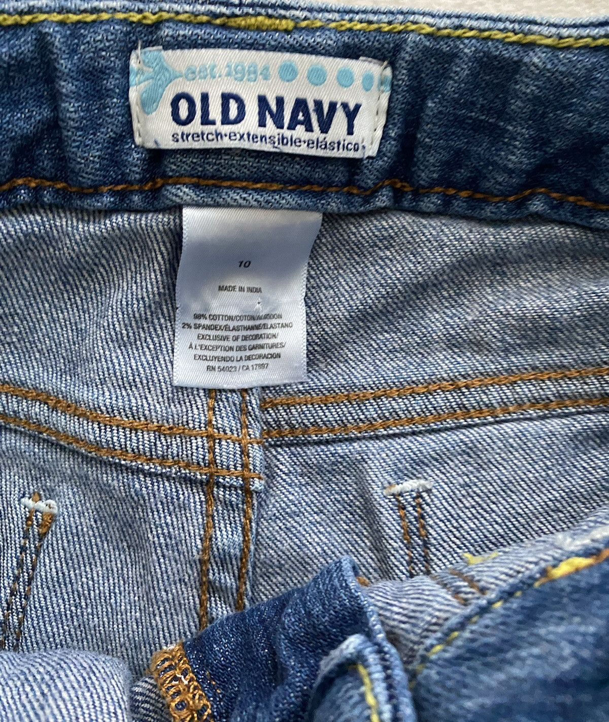 OLD NAVY Rock and Roll Peace Sign Jeans Girl's Sz 10 Embroidery Girls ...