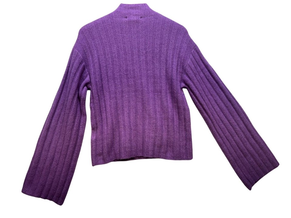 Amisu Knitwear Sweater EU 36 US/CA 6 Purple Long Sleeve Ribbed Design ...
