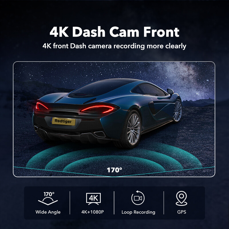REDTIGER 4K Front Dash Cam WiFi Single Dash Camera Parking Mode for ...