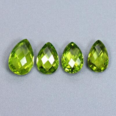 CLEAN LUSTER 3.20Cts Natural Green Peridot Pear Cut 4PCS Loose Gemstone ...