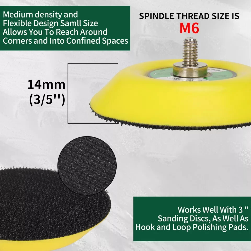 20-Pack 3" Backer Pad Hook and Loop Backing Plate for Polishing Pad ...