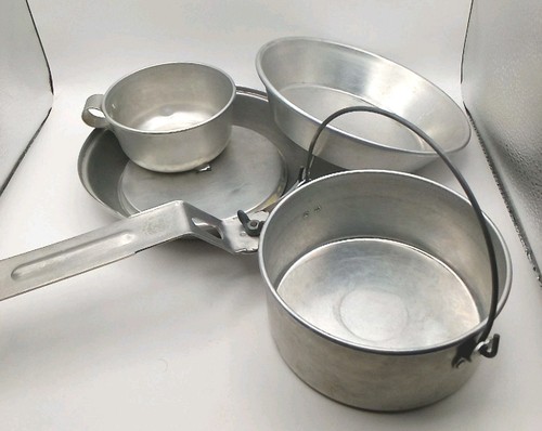 Boy Scouts Mess Kit Cook Set BSA Regal Aluminum Pan Pot Bowl Red Bag ...