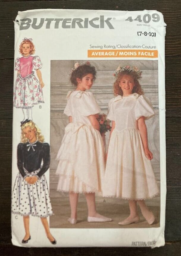 Butterick 4409 Vtg 90s Girls Party Dress First Communion Confirmation 7 ...