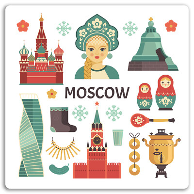 2 x 10cm Moscow Russia Vinyl Stickers - Fun Travel Sticker Laptop ...