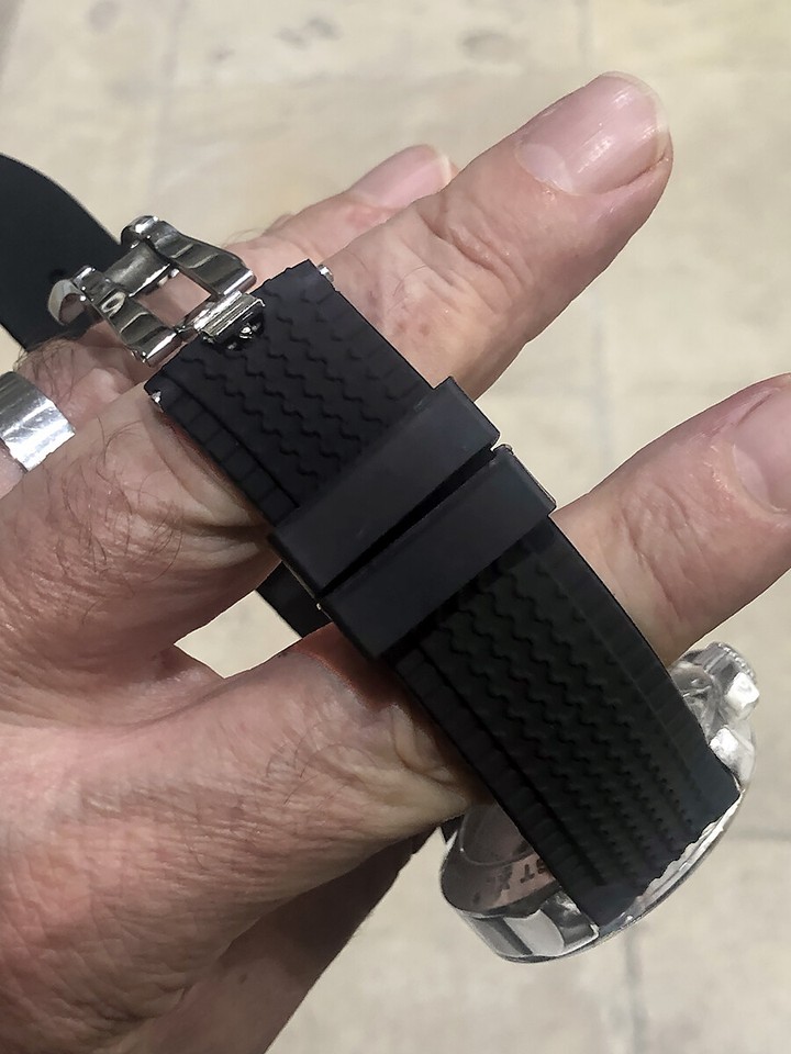Black Silicone Rubber Tyre Wheel Tread Watch Strap - Fit Chopard Mille ...