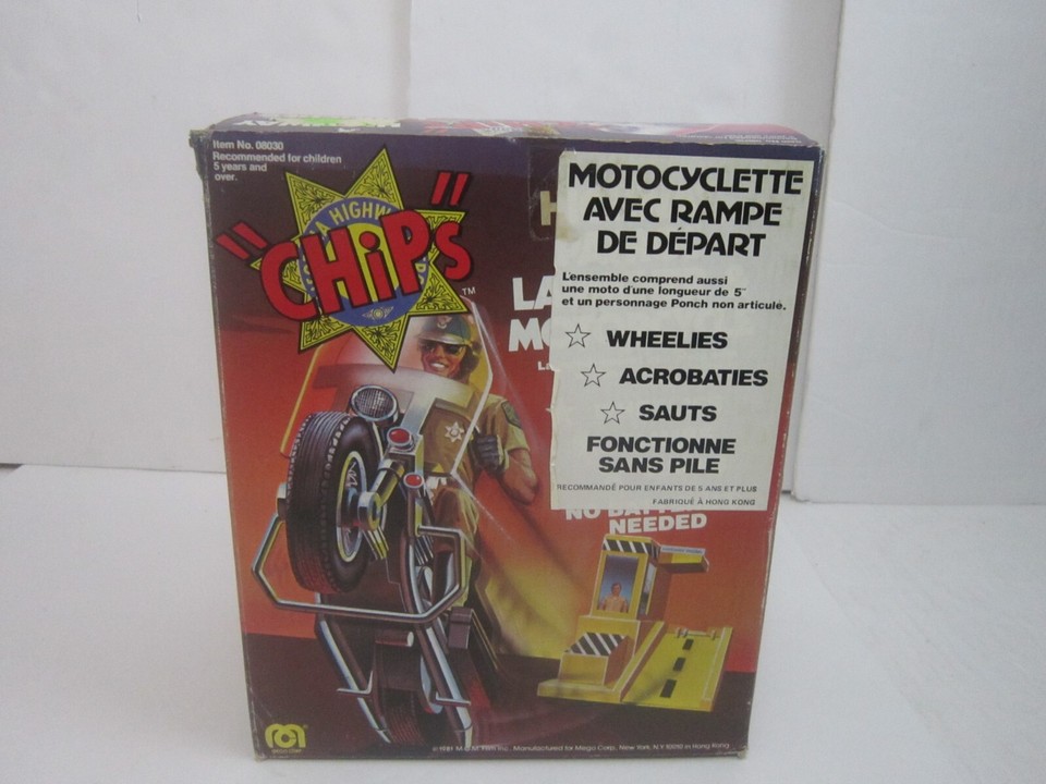 VTG 1981 New Old Stock CHIPS Highway Patrol Launcher Motorcycle Mego ...