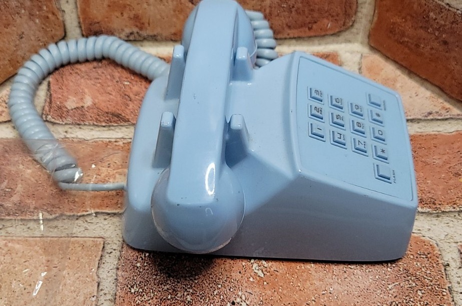 Polyconcept Blue Corded Landline Mini Phone Retro Vintage Style Push ...