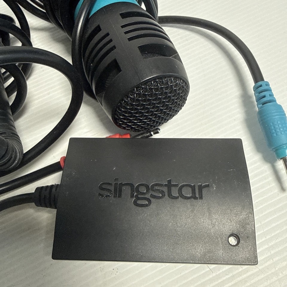 SingStar Microphone Bundle Blue Red Adapter Set PS2 PS3 Tested & Works ...