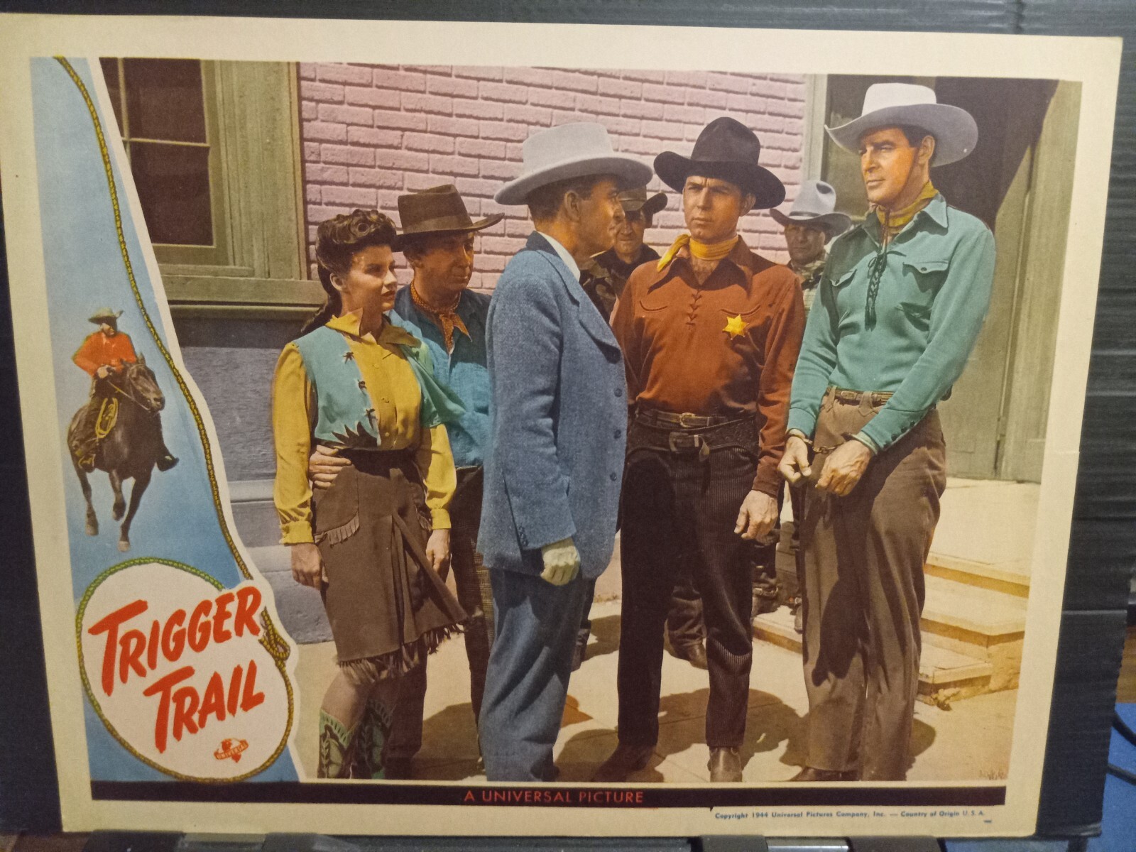 Lobby Card 1944 TRIGGER TRAIL Rod Cameron Vivian Austin Eddie Dew ...