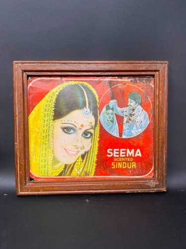 Antique Rare Litho Print SEEMA SCENTED SINDUR Old Adv Tin Sign Board ...