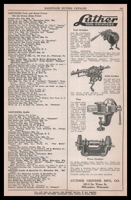 1928 Luther Grinder Co. Milwaukee Wisconsin Tool Grinders Vises Vintage ...