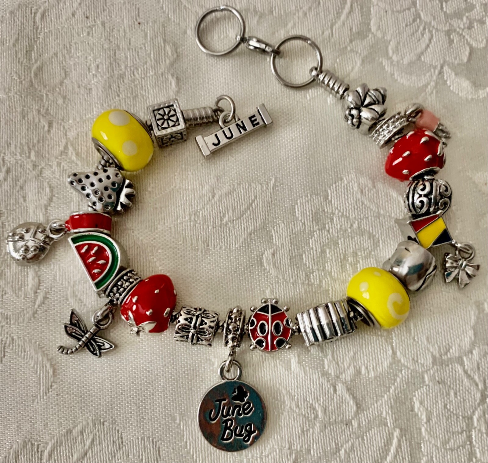 Willabee & Ward Charm Birthday JUNE Bug Toggle Bracelet Enamel Fruit ...