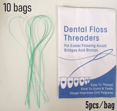 10x Dental Floss Threaders Nylon Simple Loop Implant Bridges Braces ...