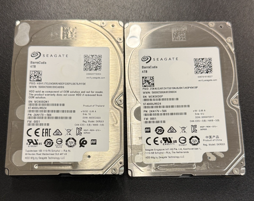 Lot of 2 Seagate ST4000LM024 4TB 2.5" SATA HDD NAS Server Drives TESTED ...