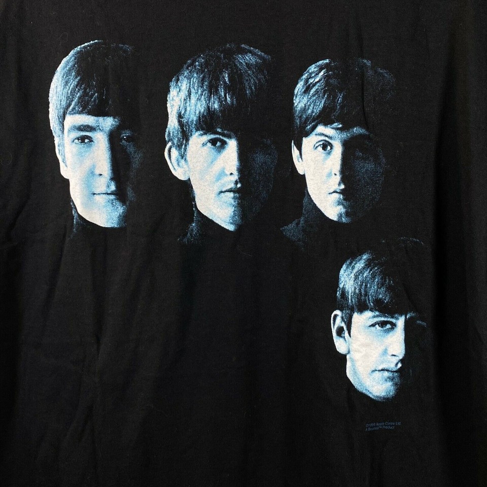 RARE VINTAGE 1999 APPLE CORPS LTD WITH THE BEATLES BAND BLACK SHIRT ...