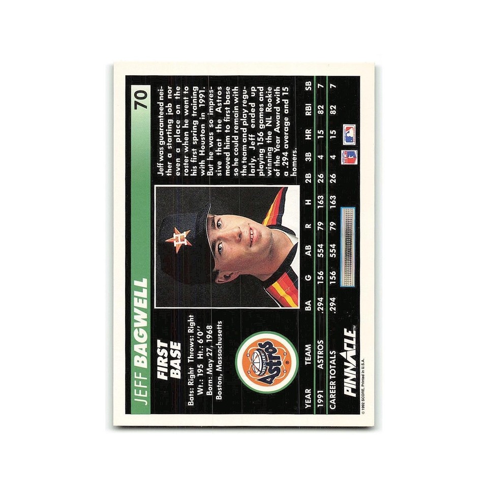 Jeff Bagwell 1992 Pinnacle #70 Houston Astros Baseball Card NM | eBay