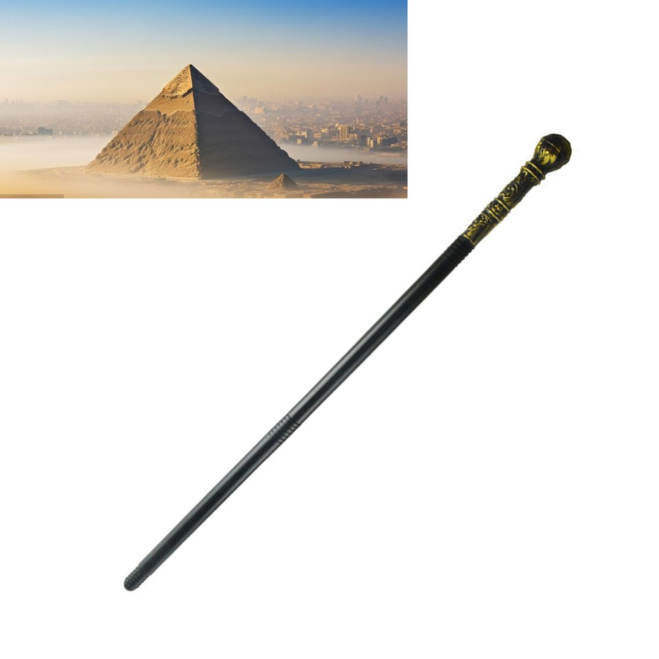 (Golden Bronze Round Head)Egyptian Style Walking Stick Plastic Egyptian ...