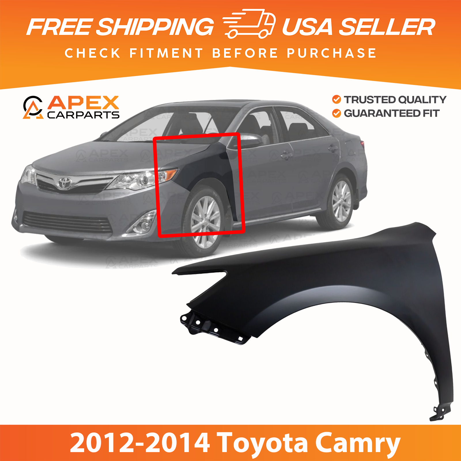 New Front Driver Side Fender Primed Steel For 2012-2014 Toyota Camry ...