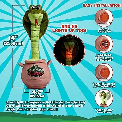 Gagster Dancing Cobra Snake, Talking, Mimicking Cobra Snake Toy Brand ...