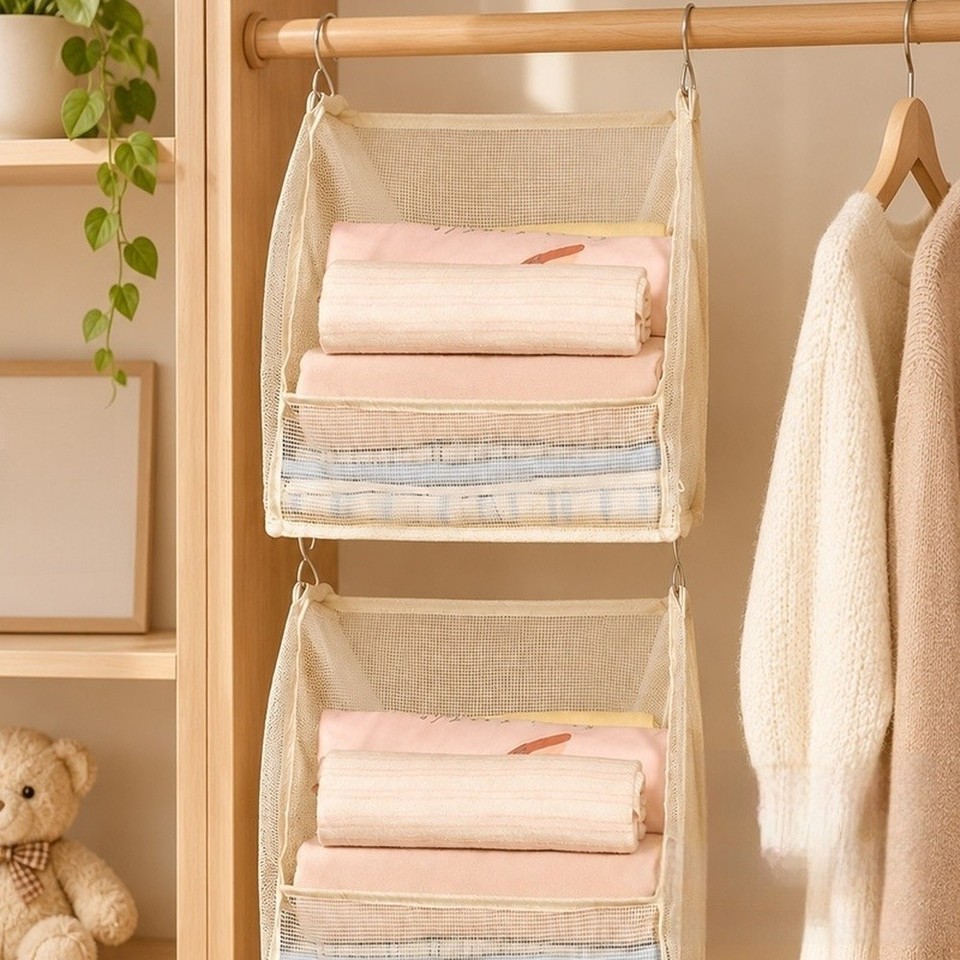 Hanging Storage Bag Foldable Wardrobe Sack Secure Hanging Hook ...