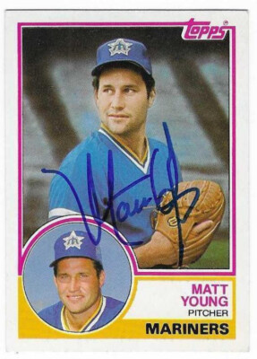 MATT YOUNG 1983 TOPPS TRADED AUTOGRAPHED SIGNED # 129T SEATTLE MARINERS ...
