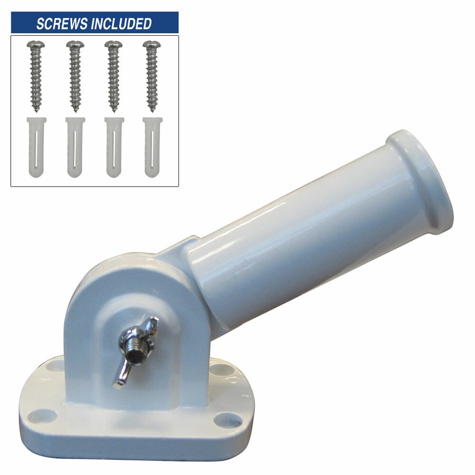 6ft Spinning Flag Pole Kit White Flag Pole & Bracket Kit Tangle Free ...