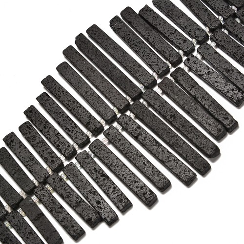 Black Lava Rock Stone Graduated Slice Stick Points Beads 20-60mm 15.5 ...