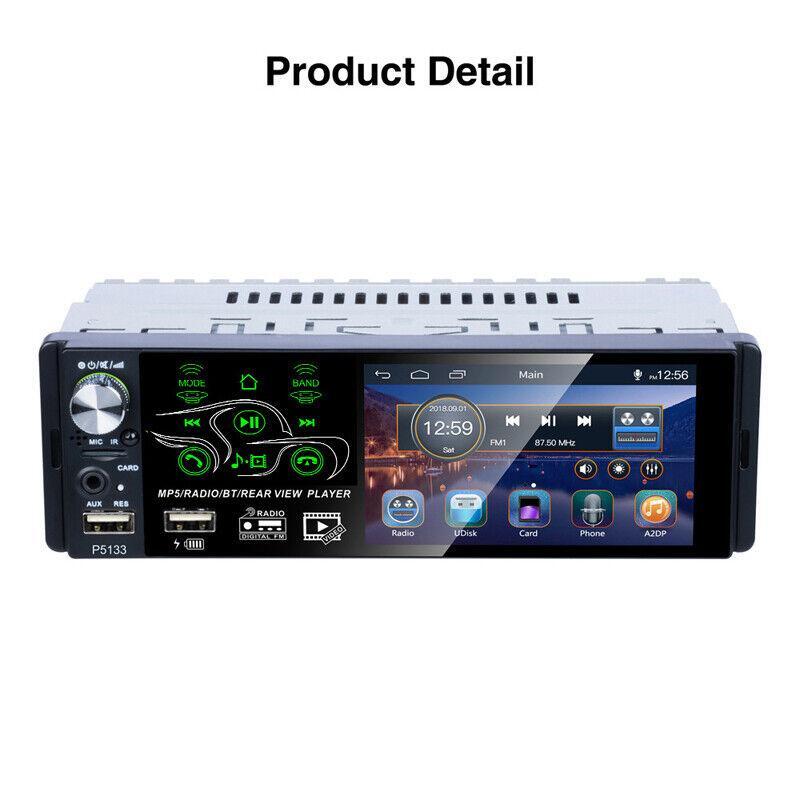 Car Stereo 1 Din Bluetooth 4.1 HD Touch Screen WMA AUX in-Dash FM MP5 ...