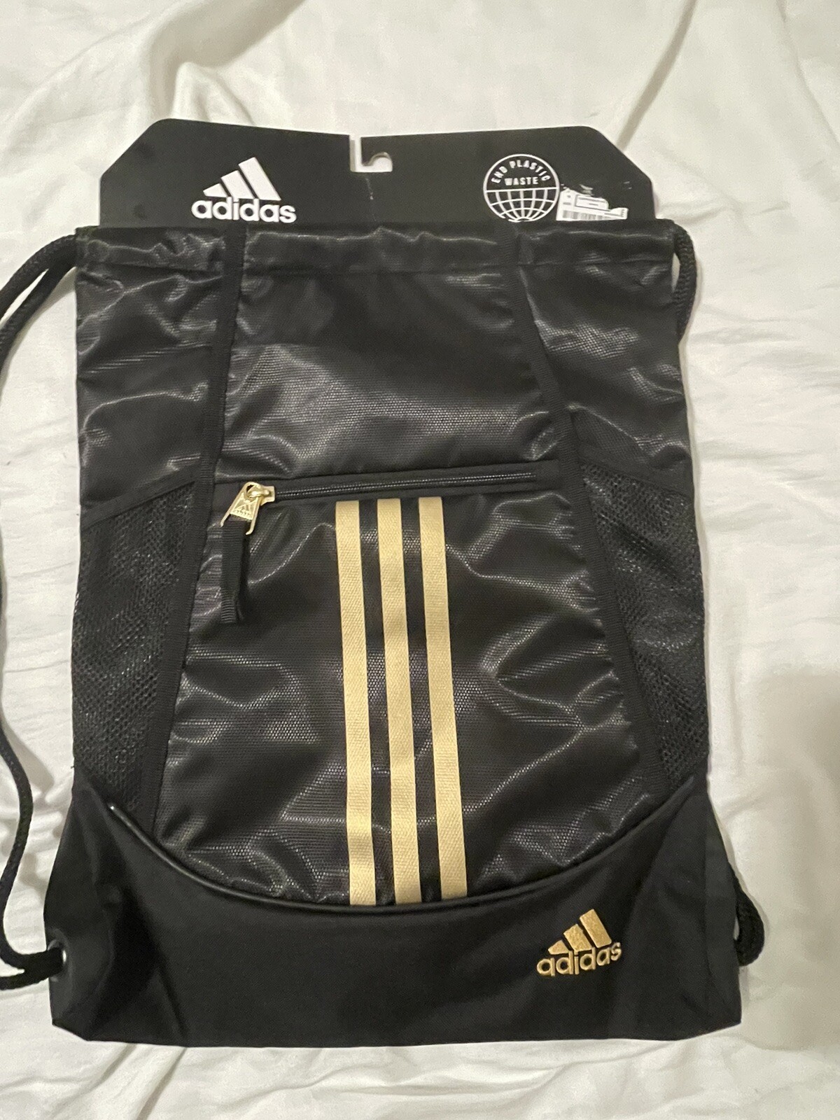 ADIDAS ALLIANCE II SACKPACK DRAWSTRING BACKPACK OUTDOOR GYM BLACK/GOLD ...
