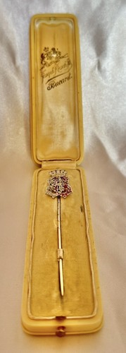 MAGNIFICENT 19c VICTORIAN PLAT GOLD DIAMOND RUBY PIN WITH ORIGINAL ...