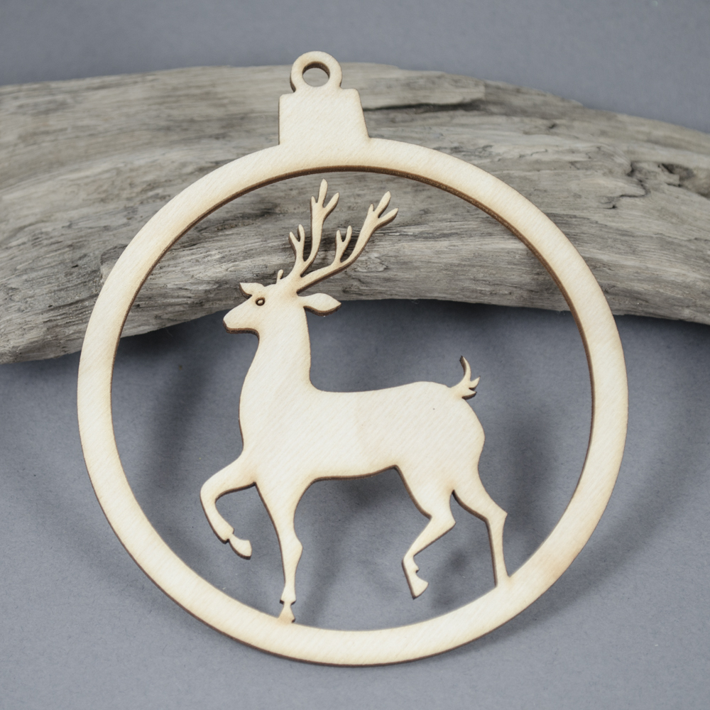 10cm Baubles Christmas Tree Decoration MDF Birch Plywood Laser Cut ...