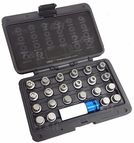 Locking Wheel Nut Keys Set VAG AUDI VW SEAT SKODA Spline & Ribe Type ...
