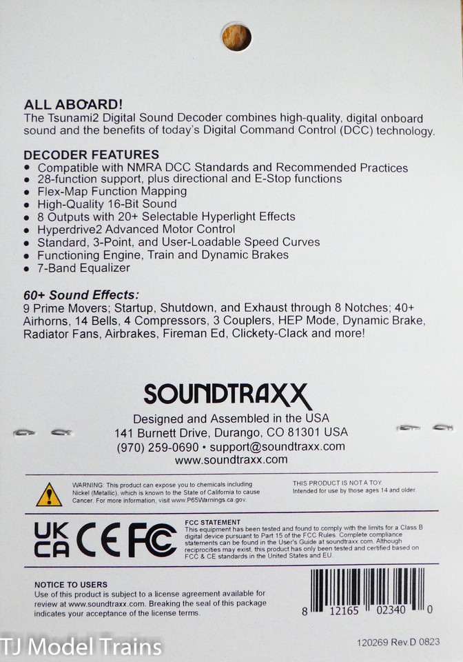 Tsunami 2 / Soundtraxx #885813 Model -PNP8 Digital Sound Decoder (EMD ...