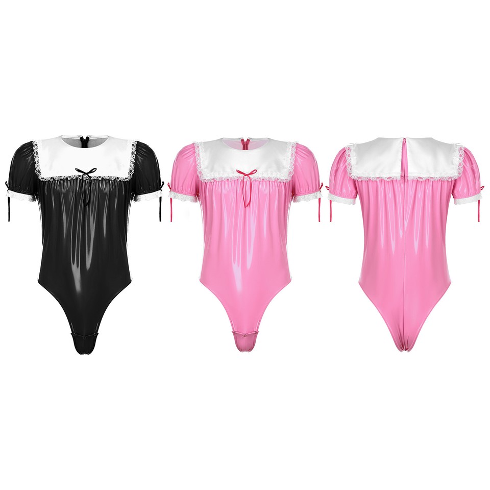 Mens Leotard Invisible Zipper Maid Costume Crossdresser Bodysuit ...