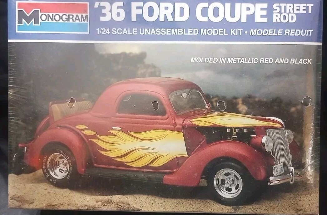 + Monogram 1985 1/24 '36 Ford Coupe Street Rod Plastic Model Kit 2721 ...