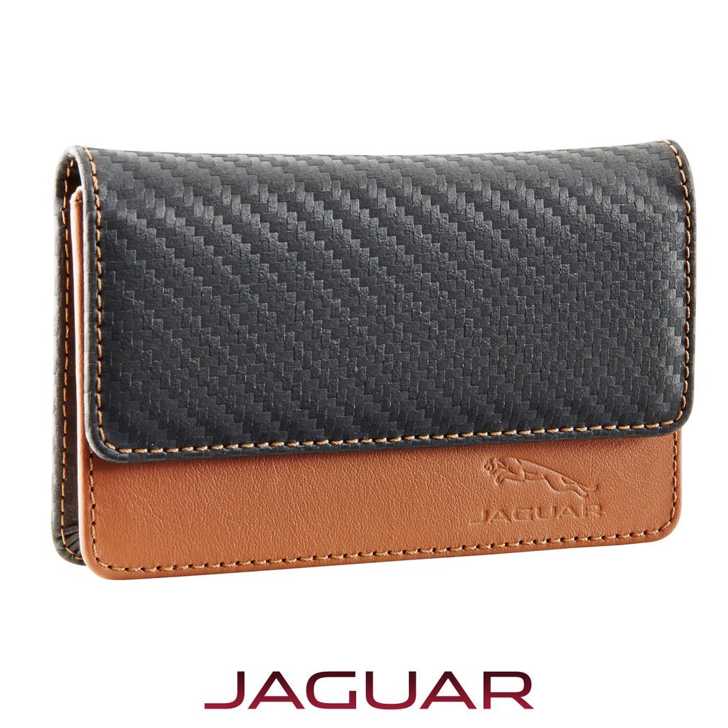 NEW GENUINE JAGUAR LEATHER WALLET CARBON FIBRE X E F-TYPE XK XF XJ XE F ...