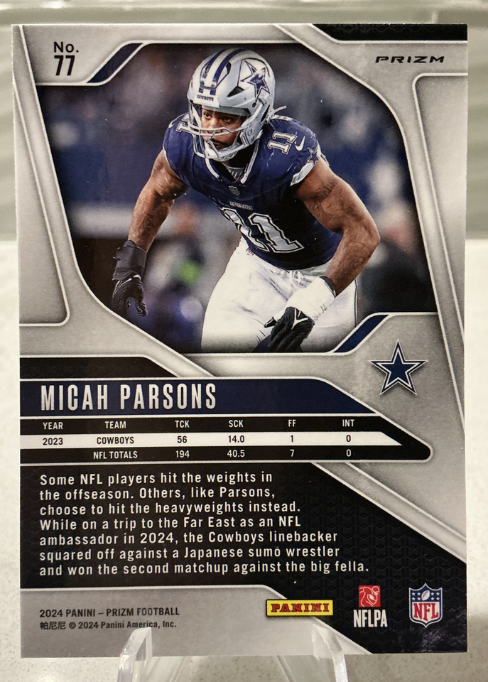 2024 Panini Prizm MICAH PARSONS Silver Prizm #77 Dallas Cowboys | eBay