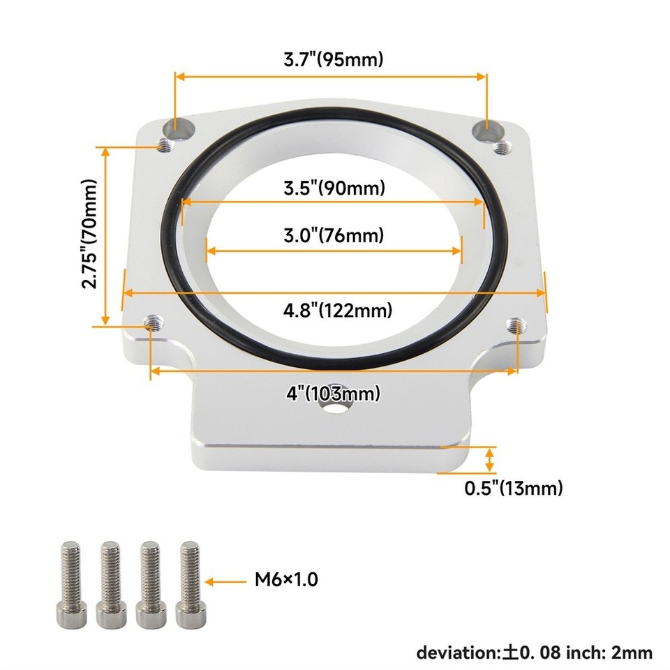 92MM Throttle Body+TPS IAC+Adapter Plate For Chevy GM LSX LS LS1 LS2 ...