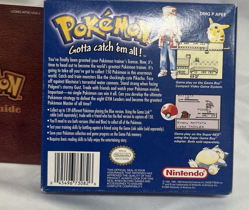 Pokémon Blue Game boy Box And Trainers Guide Only- Excellent Condition ...