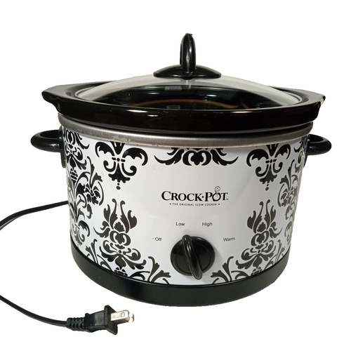 Crock Pot 4.5 Quart Slow Cooker Damask Pattern White SCR450-PT ...