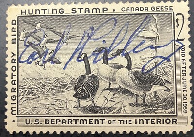 RW25 Federal Duck stamp - Used, 1958 -Hunter Signed Canada Geese ...