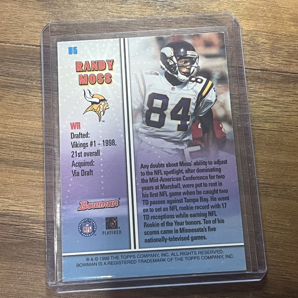 1999 Bowman Randy Moss Unexpected Delights Early Risers #U5 | eBay