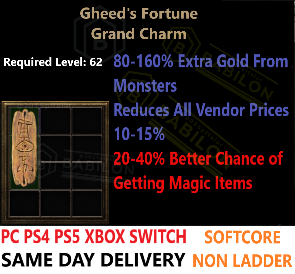 PC PS4 PS5 XBOX SWITCH Gheed's Fortune MF GC Diablo 2 Resurrected Items D2R | eBay