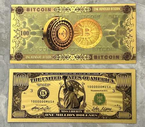 *24k GOLD*💥Millionaire Bitcoin BTC 100 Bank Note Crypto Banknote Foil ...